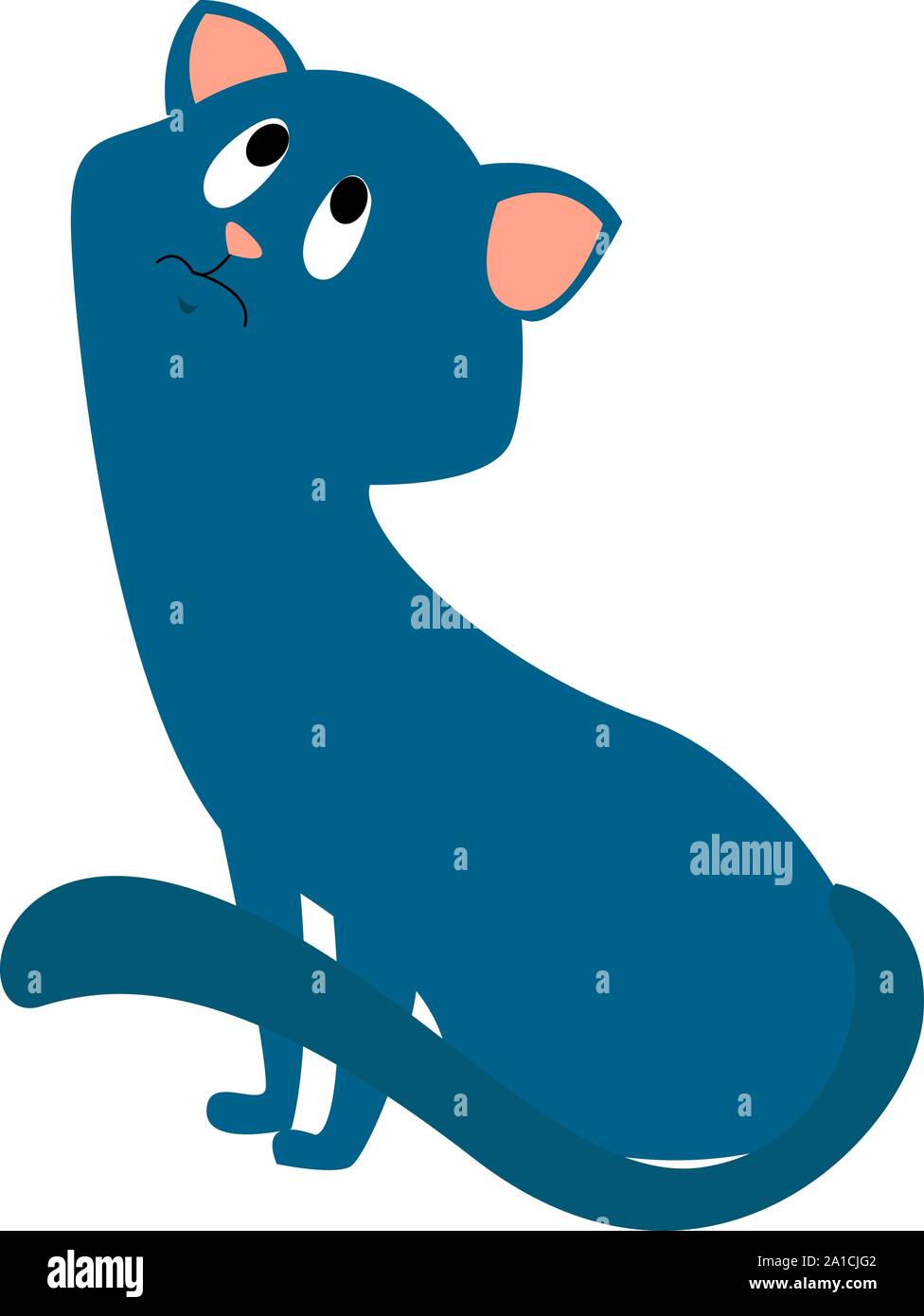Sad little cat, illustration, vector on white background Stock Vector ...