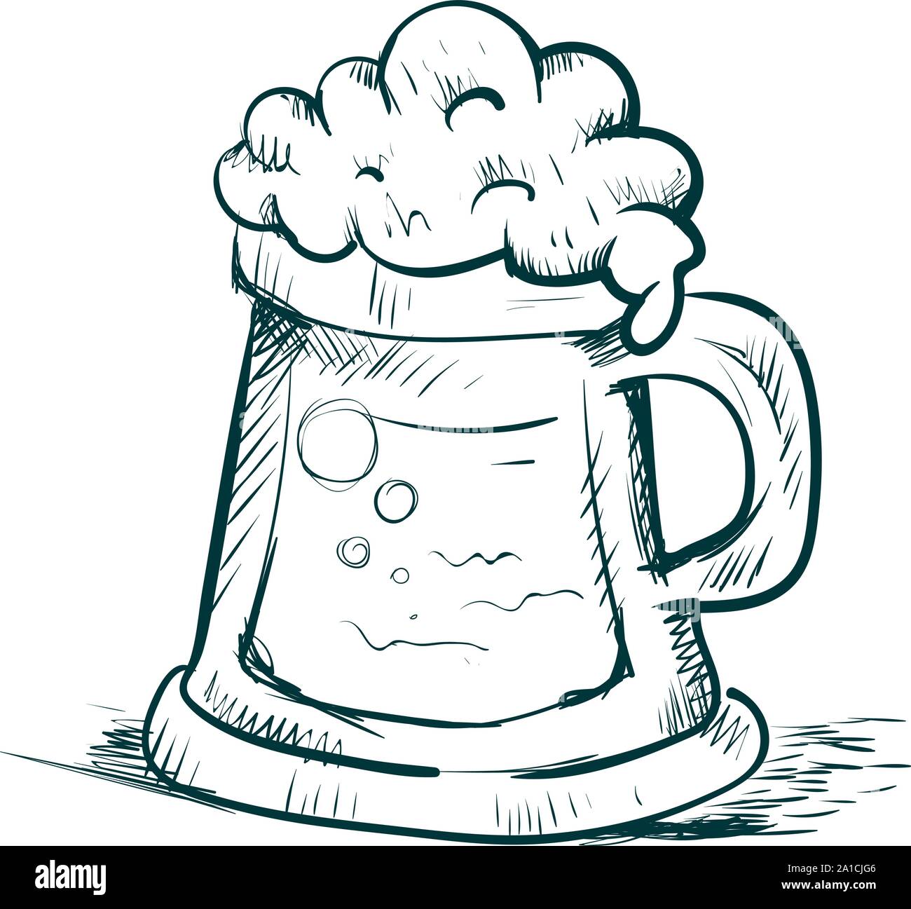 Beer drawing, illustration, vector on white background Stock Vector ...