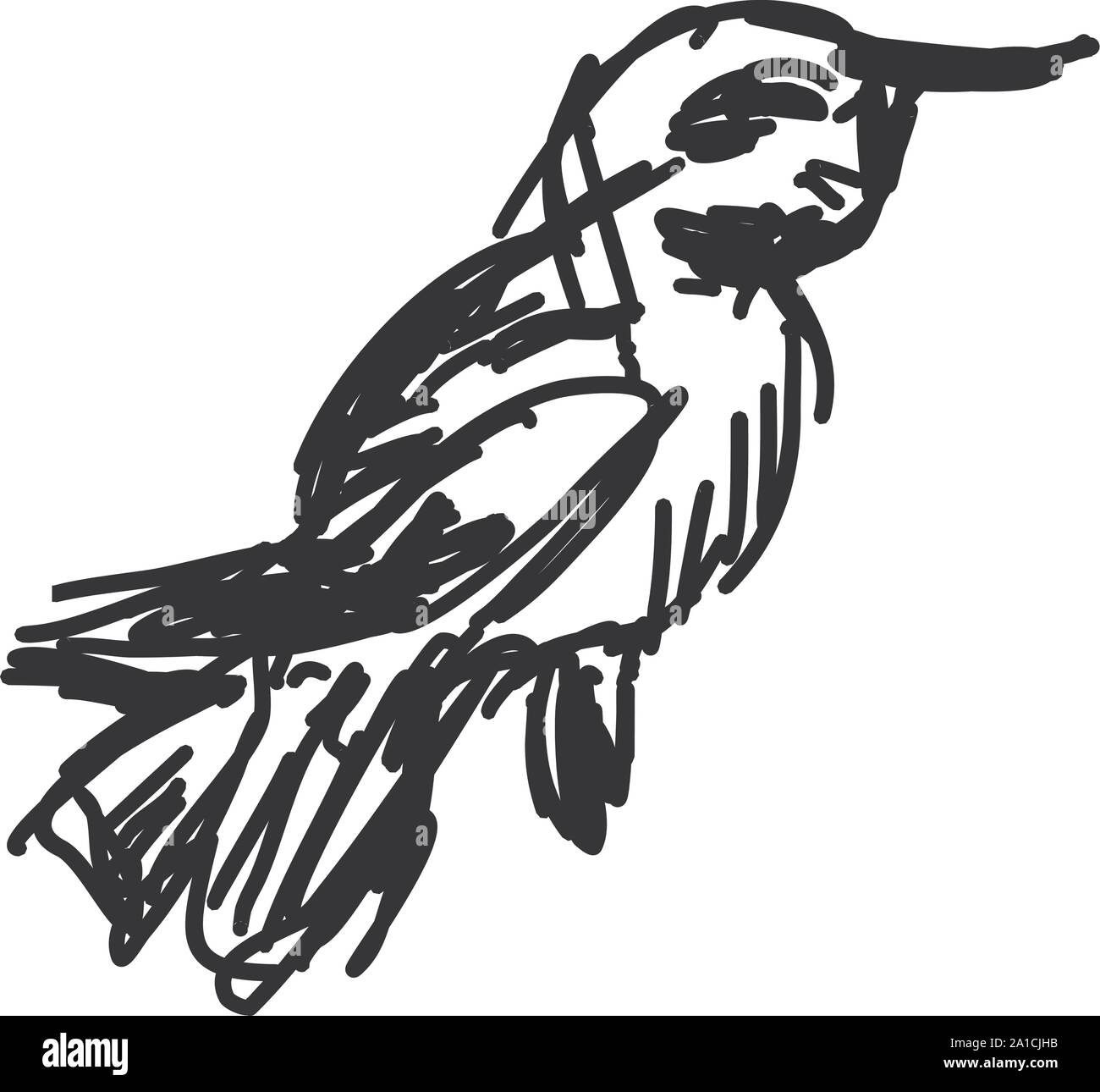 Bird drawing, illustration, vector on white background Stock Vector ...