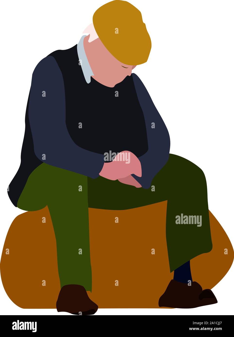 Sitting man, illustration, vector on white background Stock Vector ...