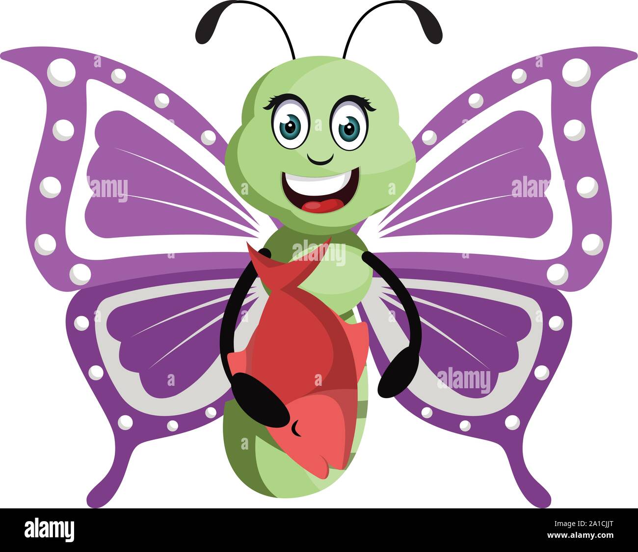 Butterfly with fish, illustration, vector on white background Stock ...