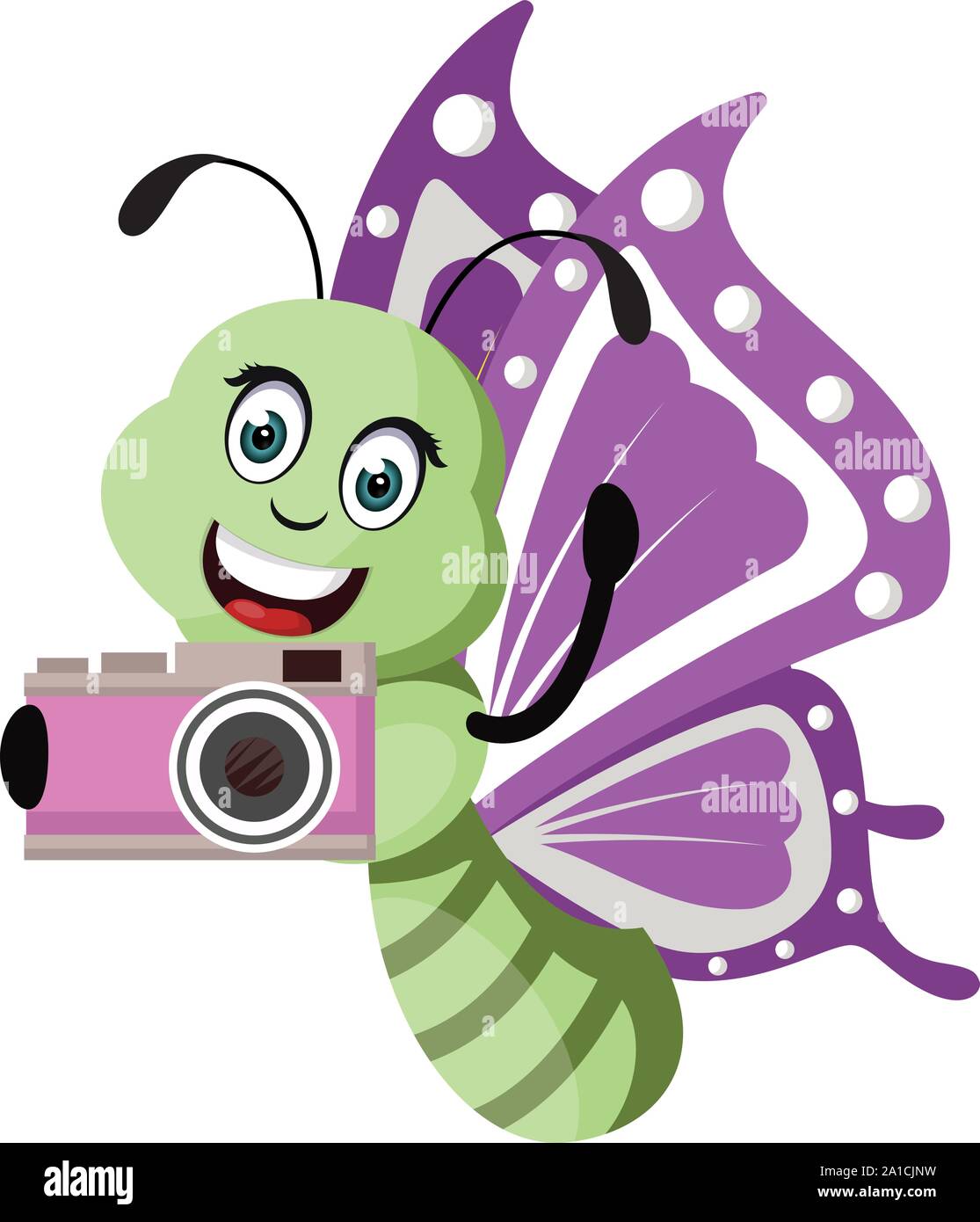 Butterfly with camera, illustration, vector on white background Stock ...