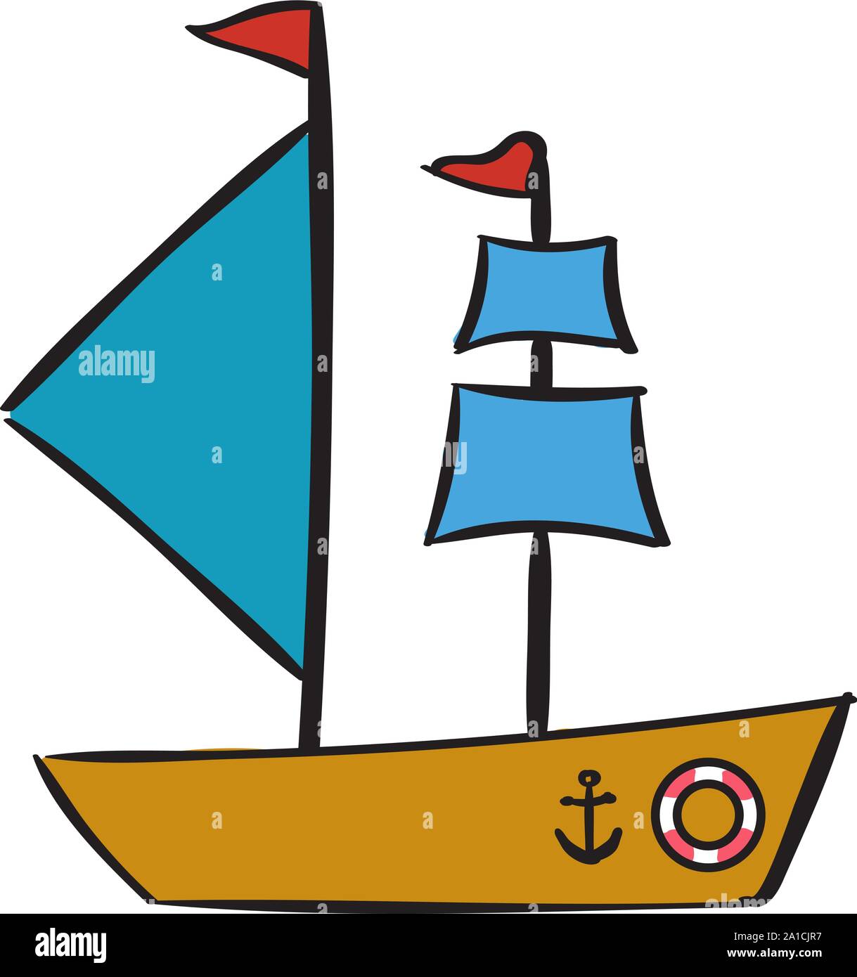 Big ship, illustration, vector on white background Stock Vector Image ...