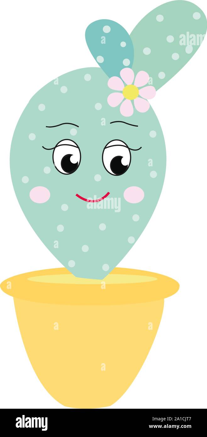 Happy cactus, illustration, vector on white background Stock Vector ...