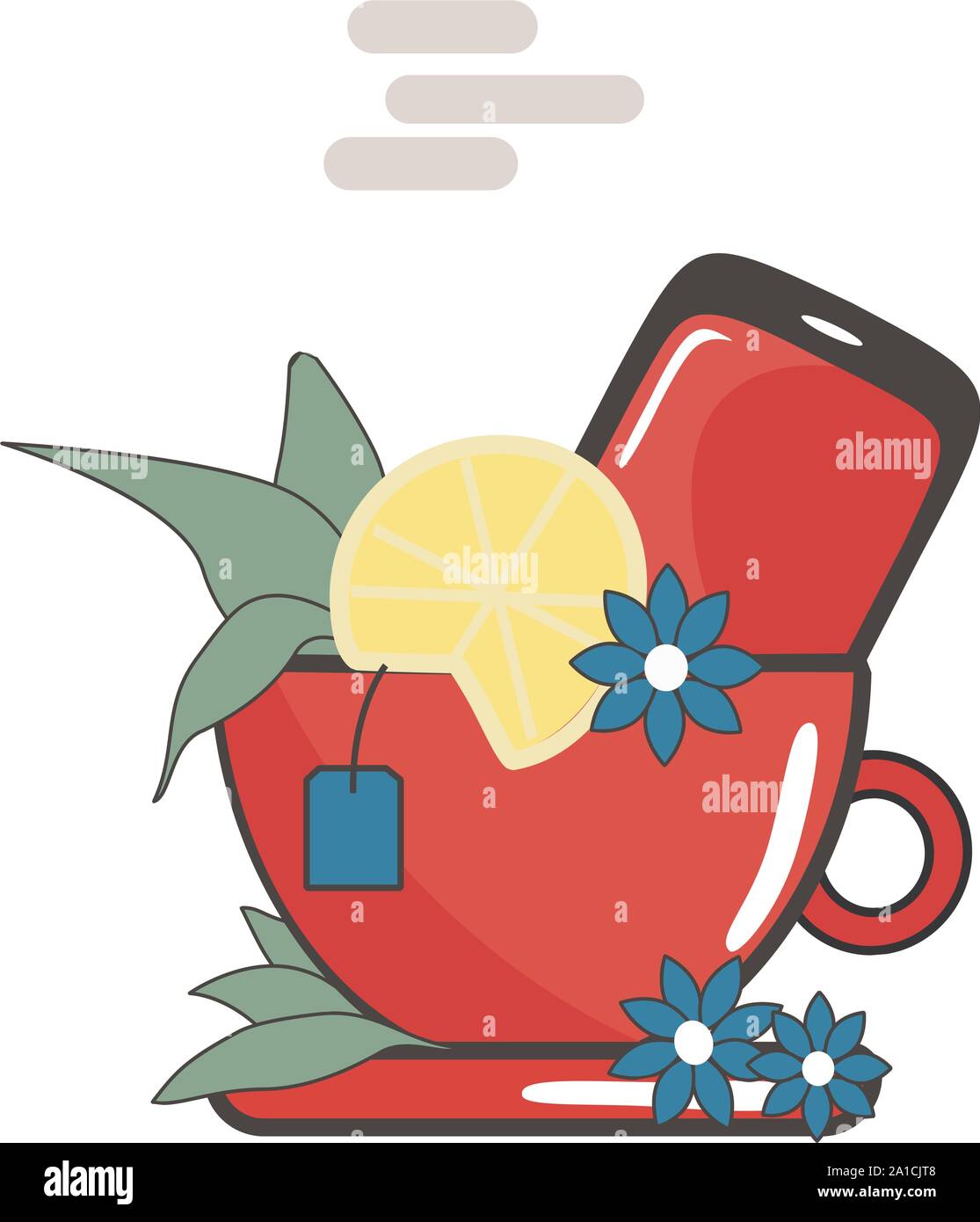 Cup of tea, illustration, vector on white background Stock Vector Image ...