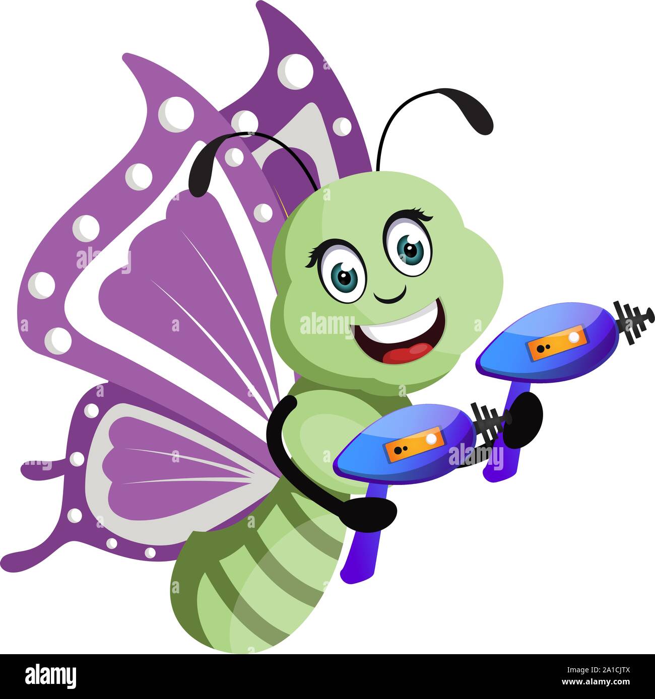 Butterfly with laser guns, illustration, vector on white background ...
