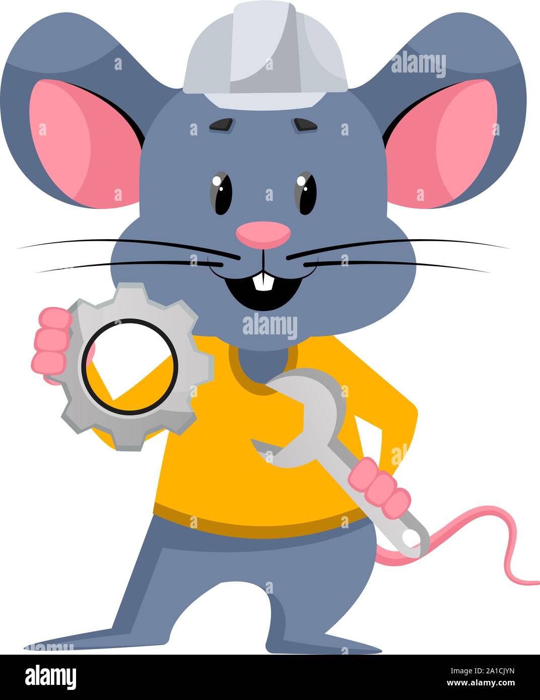 Mouse with wrench, illustration, vector on white background Stock ...