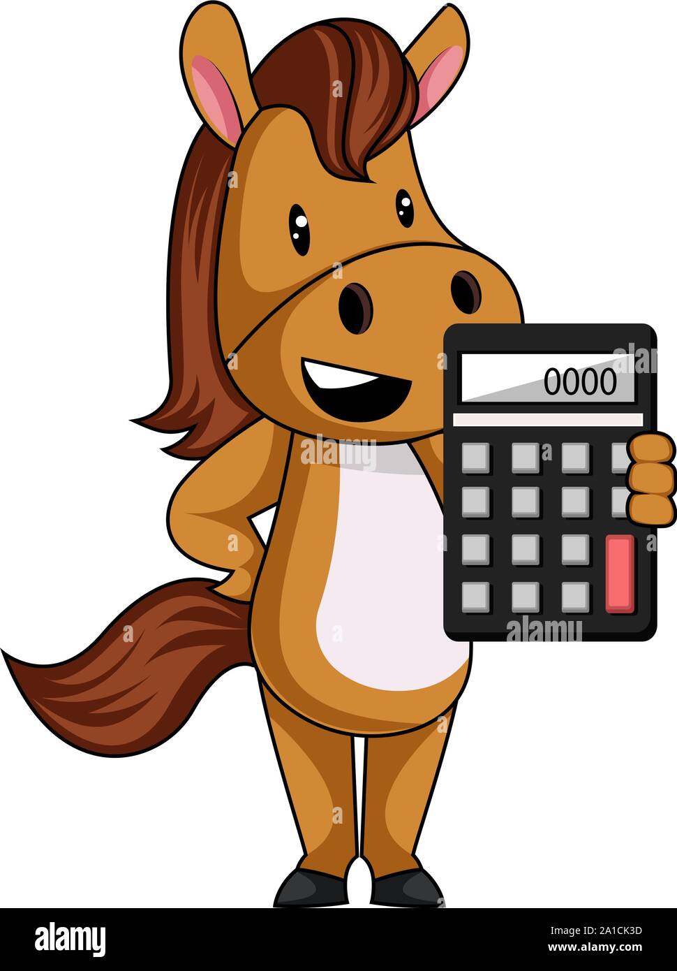 Horse with calculator, illustration, vector on white background Stock ...