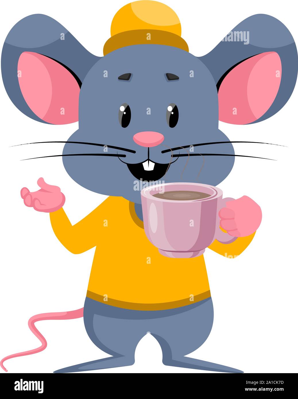 Mouse with coffee, illustration, vector on white background Stock ...