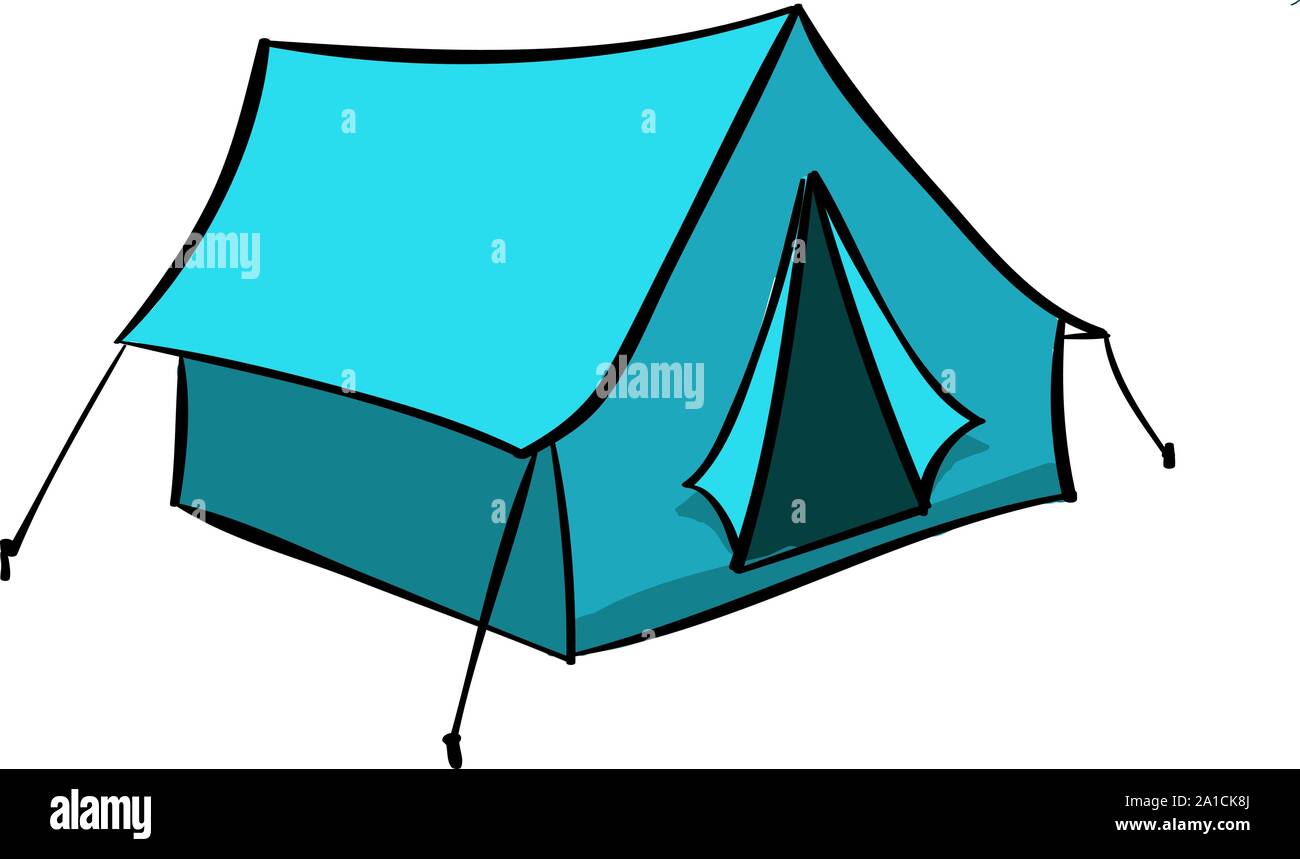 Blue tent, illustration, vector on white background Stock Vector Image ...