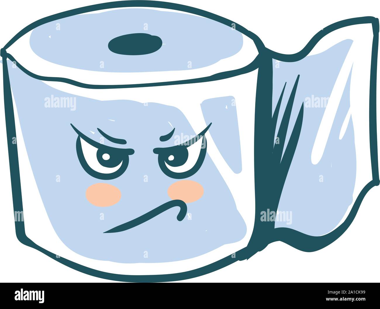 Angry toilet paper, illustration, vector on white background Stock ...