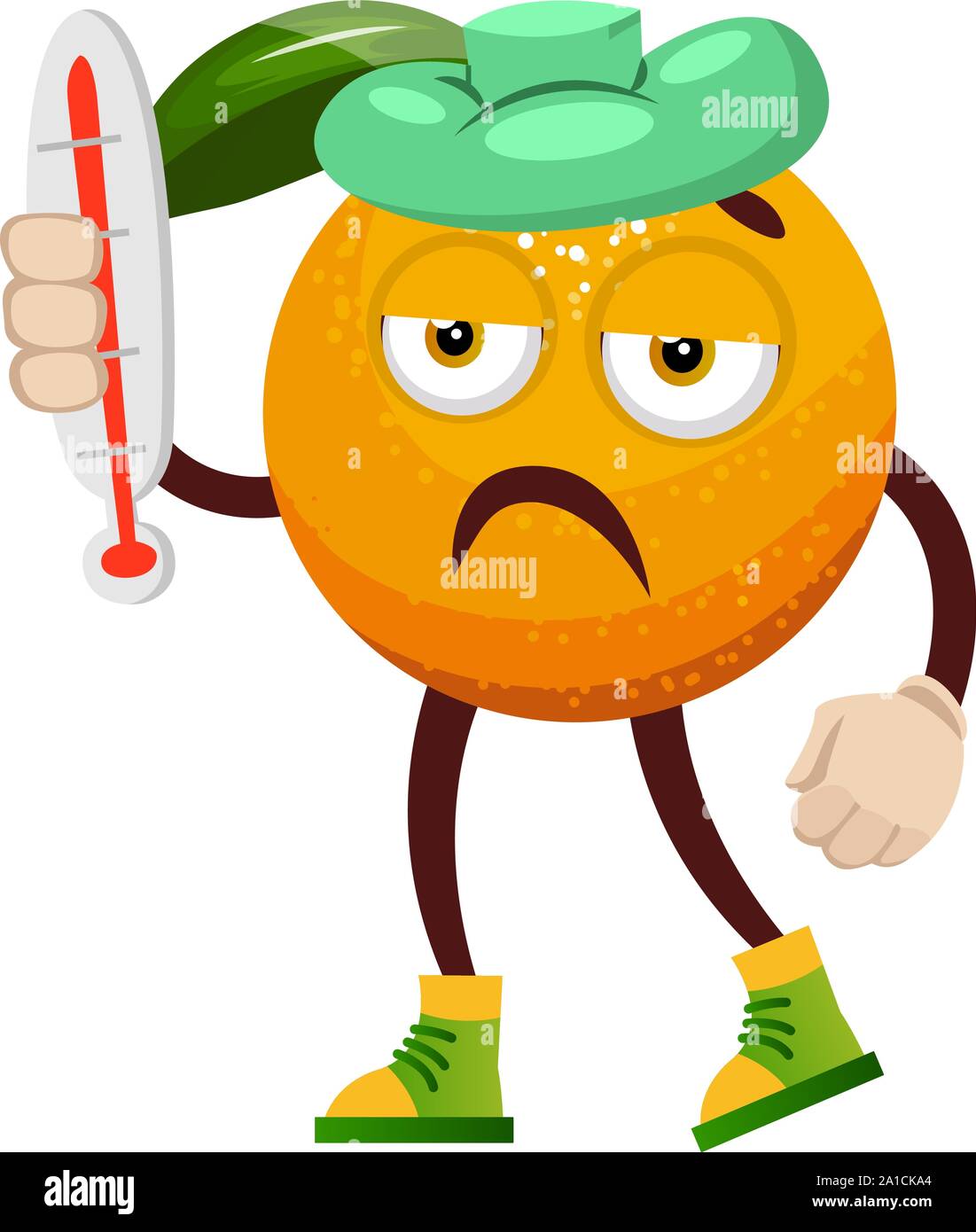 Sick orange, illustration, vector on white background Stock Vector ...