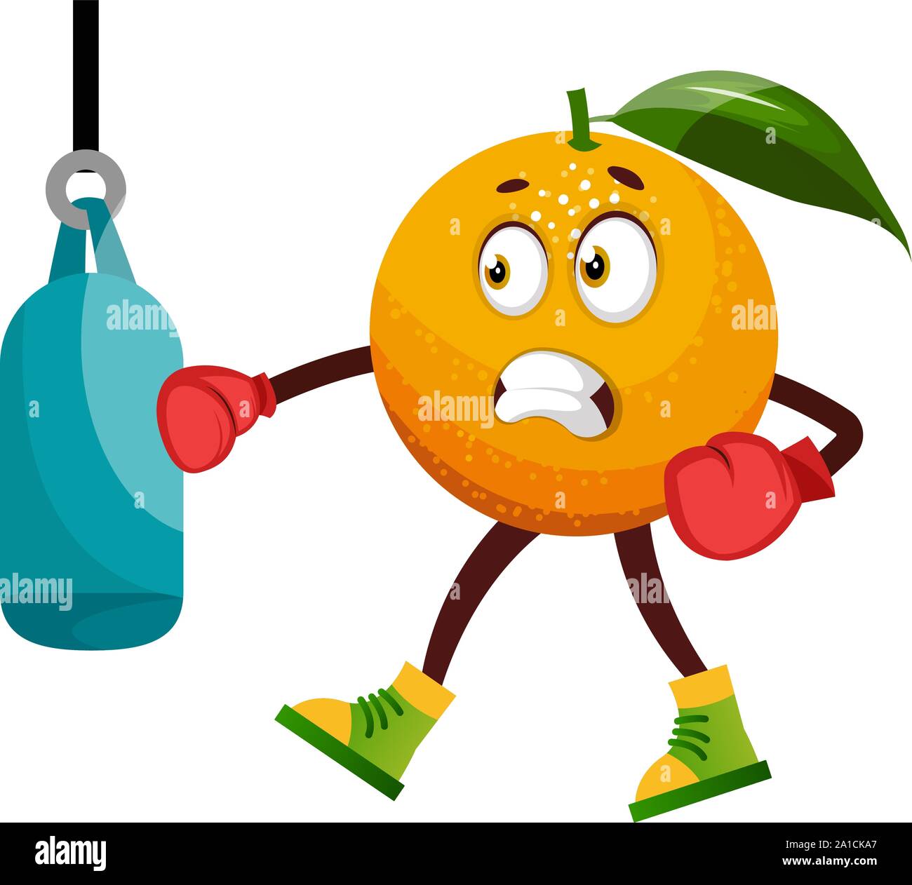 Orange boxing, illustration, vector on white background Stock Vector ...
