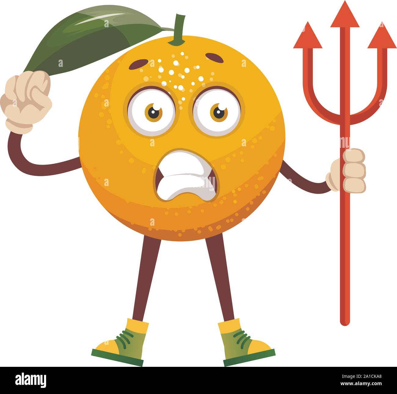 Orange with devil spear, illustration, vector on white background Stock ...