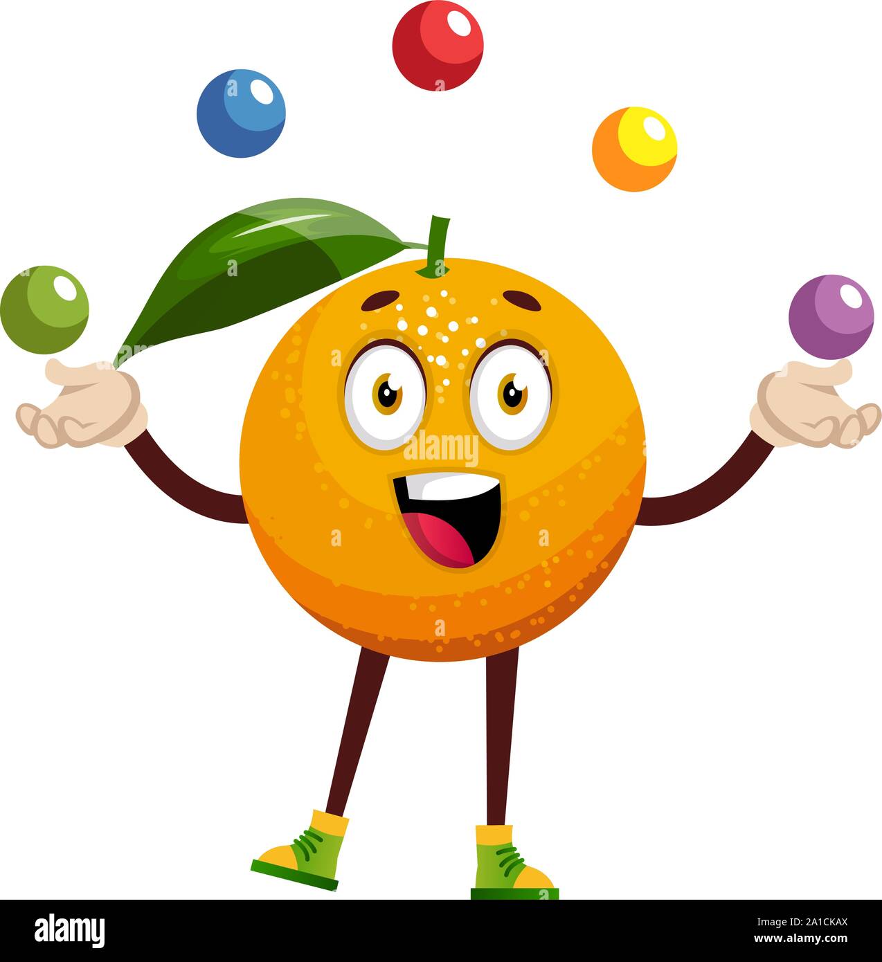 Orange juggling, illustration, vector on white background Stock Vector ...