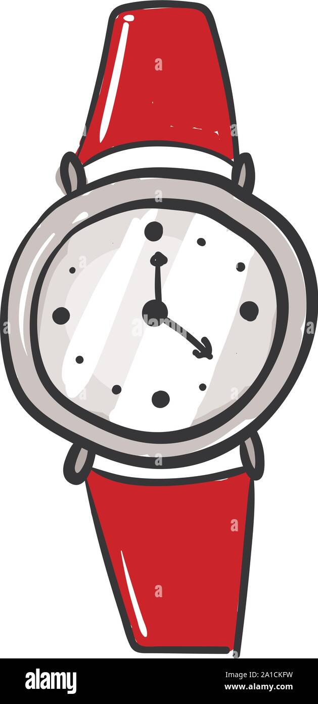 Red wristwatch, illustration, vector on white background Stock Vector ...