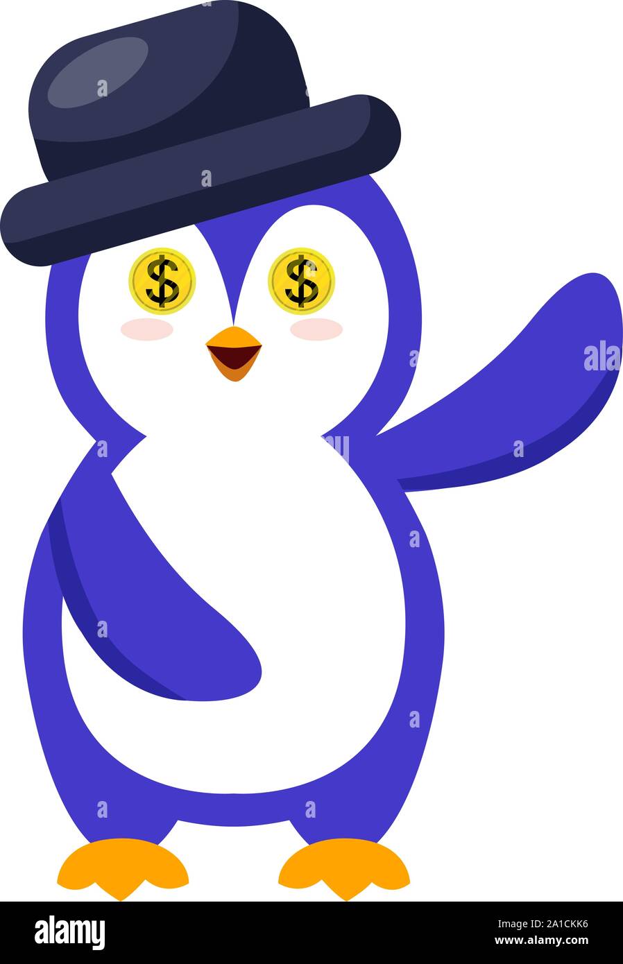 Penguin with hat, illustration, vector on white background Stock Vector ...