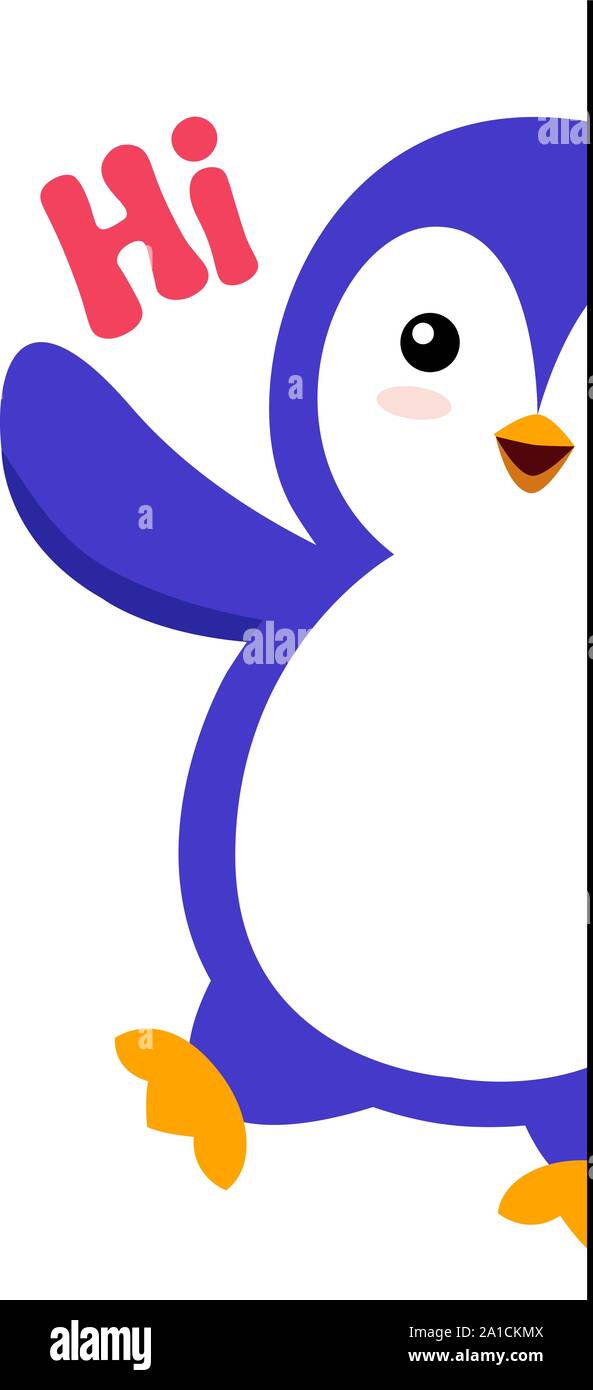 Penguin saying hi, illustration, vector on white background Stock ...