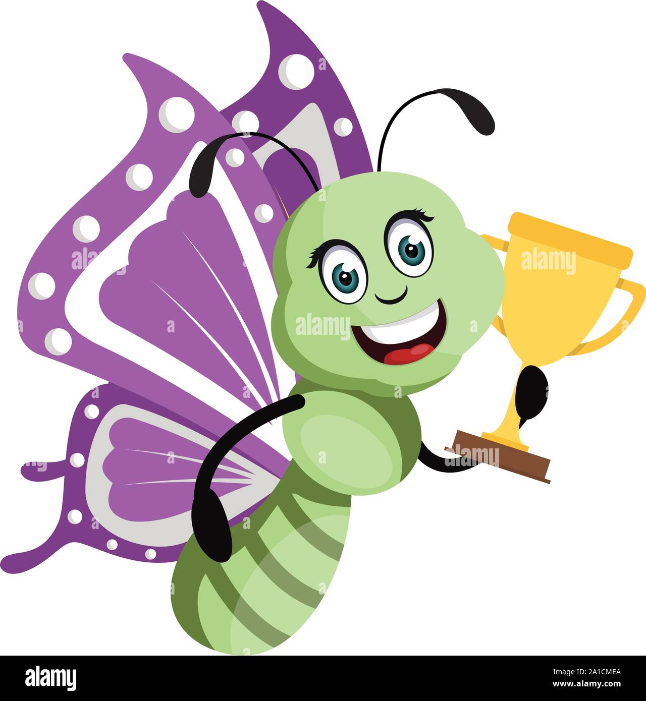 Butterfly with trophy, illustration, vector on white background Stock ...