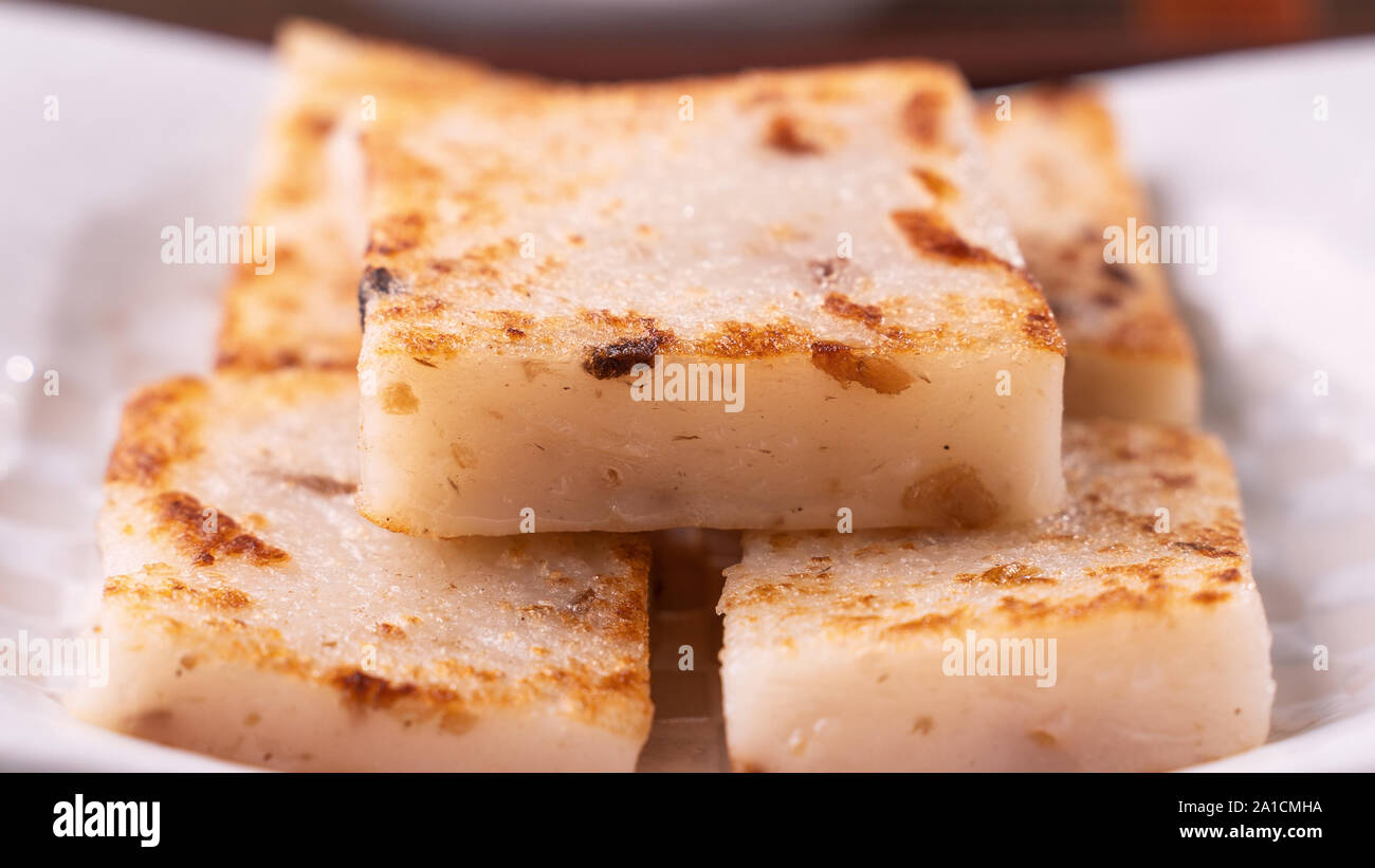 Delicious turnip cake, Chinese traditional local dish radish cake in ...
