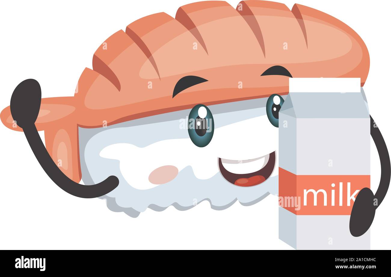 Sushi with milk, illustration, vector on white background Stock Vector ...