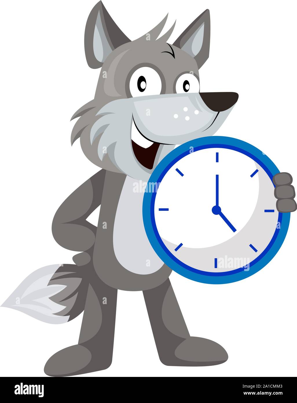 Wolf with clock, illustration, vector on white background Stock Vector ...