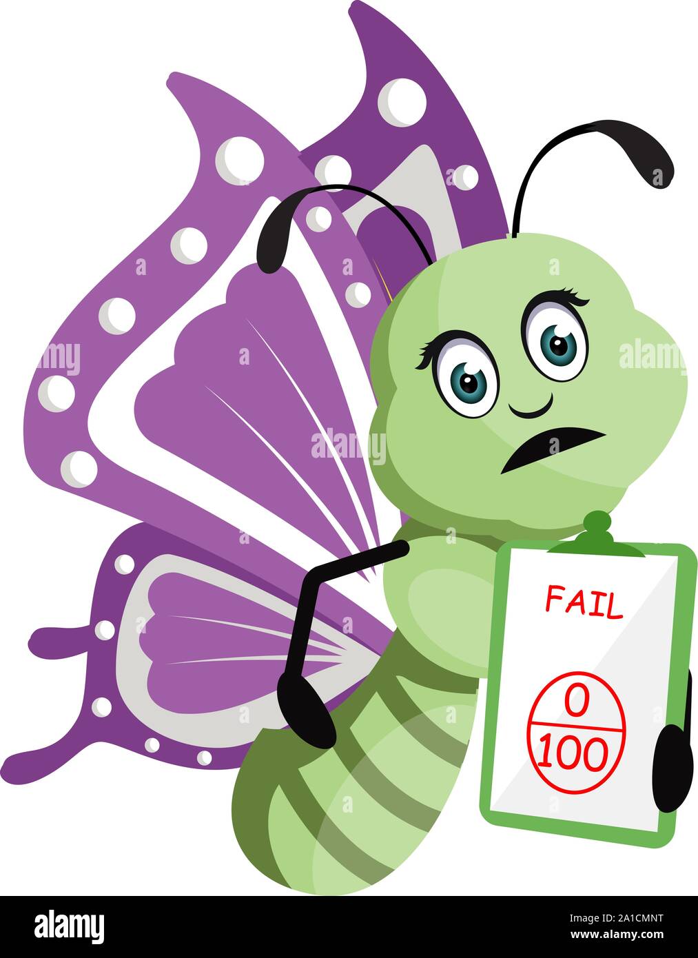 Butterfly with bad grade, illustration, vector on white background ...
