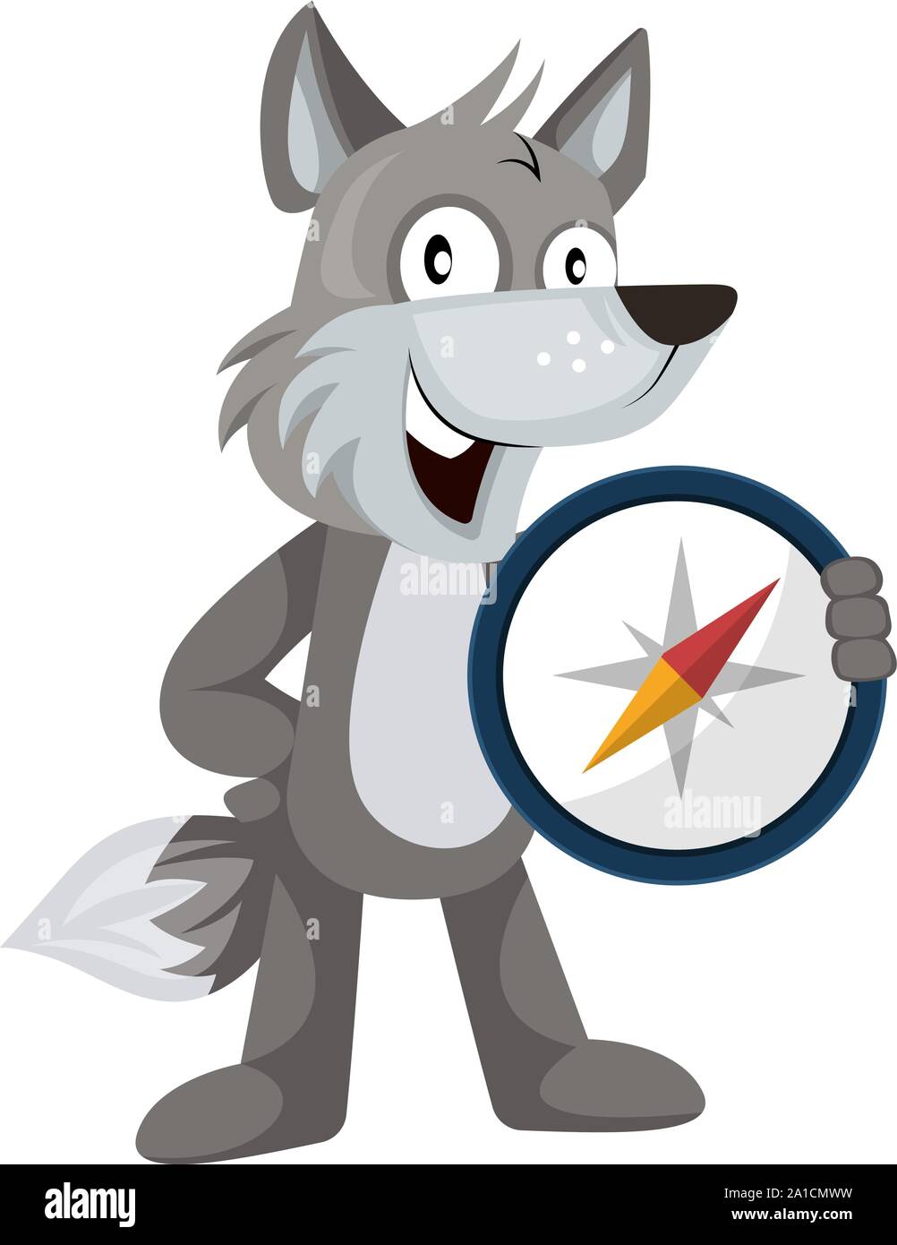 Wolf with compas, illustration, vector on white background Stock Vector ...