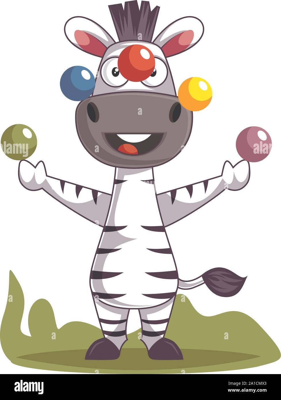 Zebra juggling, illustration, vector on white background Stock Vector ...
