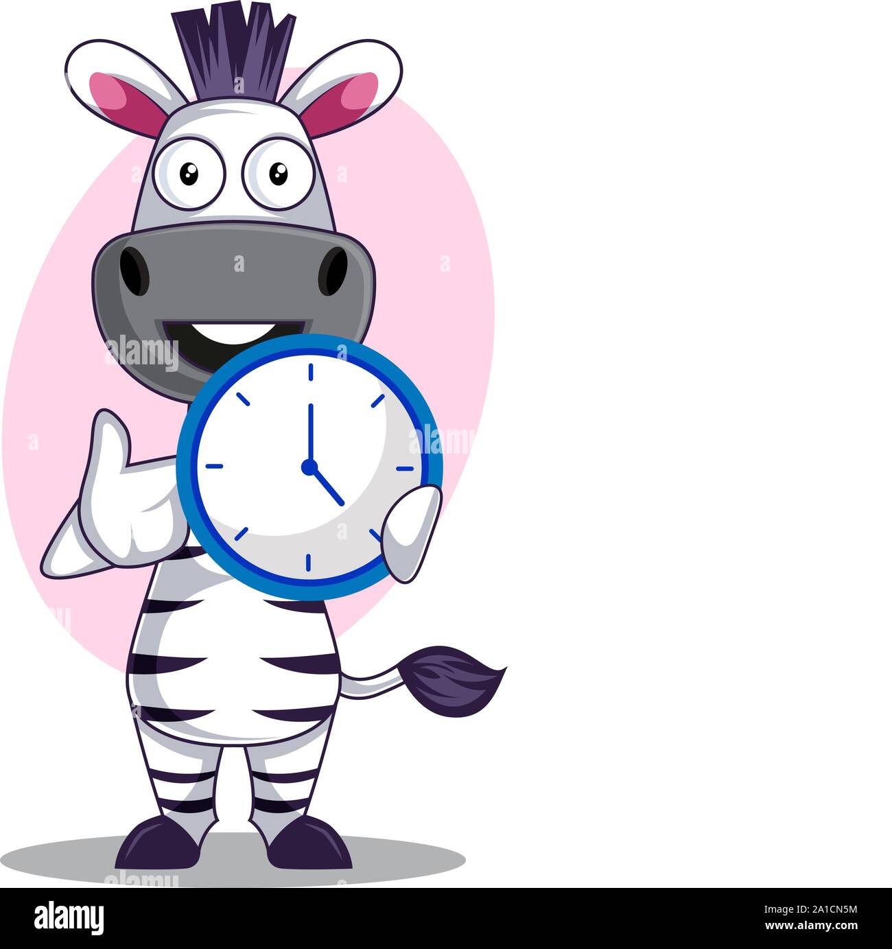 Zebra with clock, illustration, vector on white background Stock Vector ...