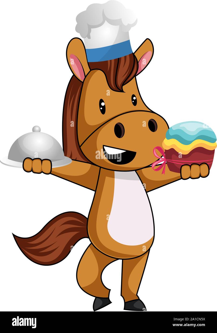 Horse cooking, illustration, vector on white background Stock Vector ...