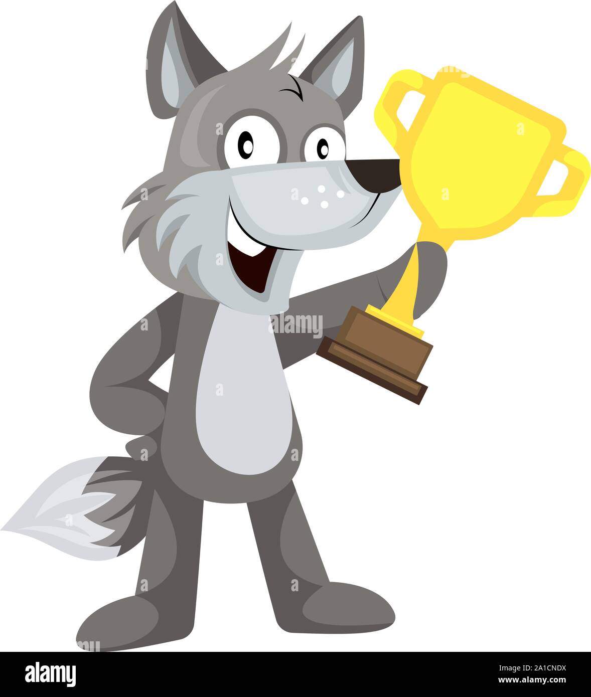Wolf with trophy, illustration, vector on white background Stock Vector ...