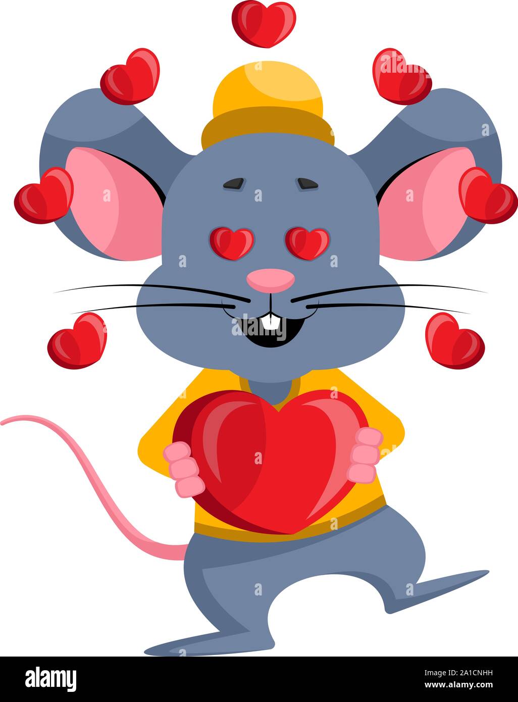 Mouse with hearts, illustration, vector on white background Stock ...