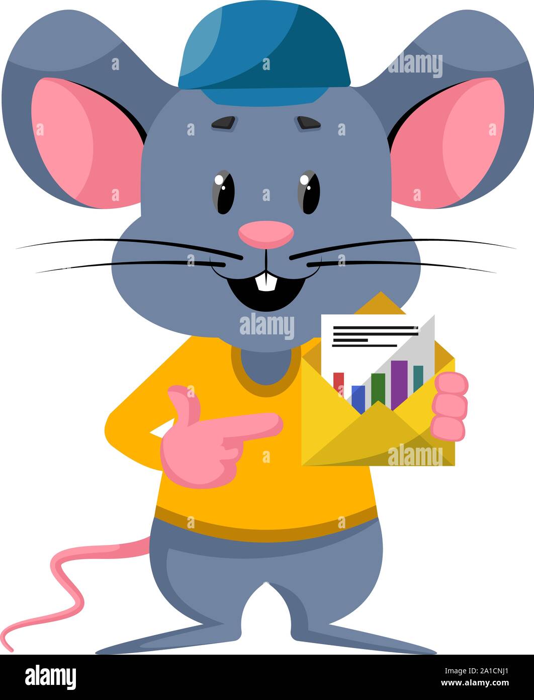 Mouse with envelope, illustration, vector on white background Stock ...