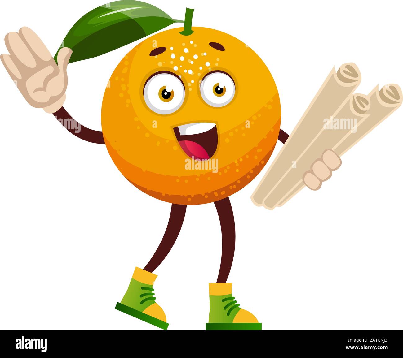 Orange with paper, illustration, vector on white background Stock ...