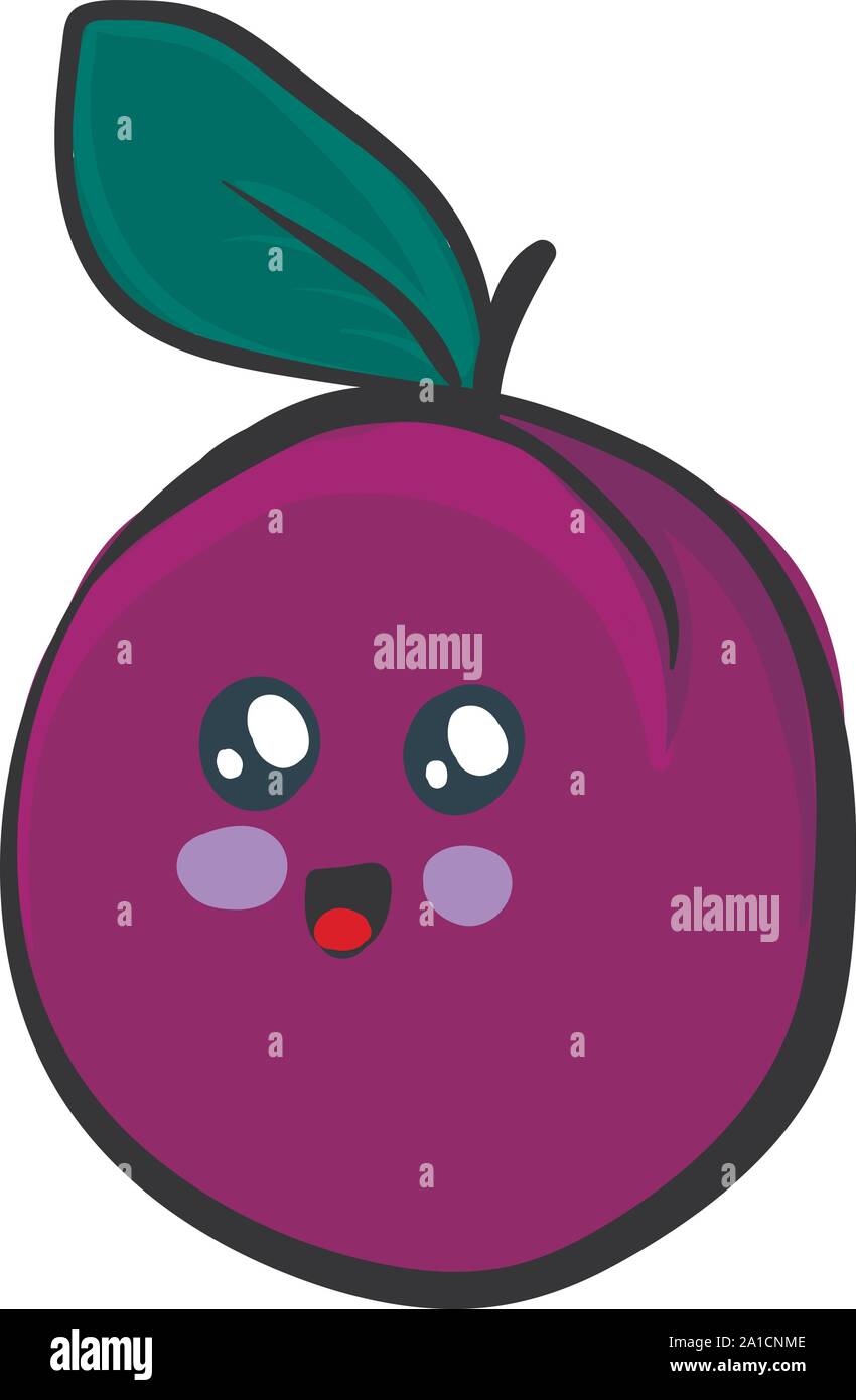 Cute plum, illustration, vector on white background Stock Vector Image ...