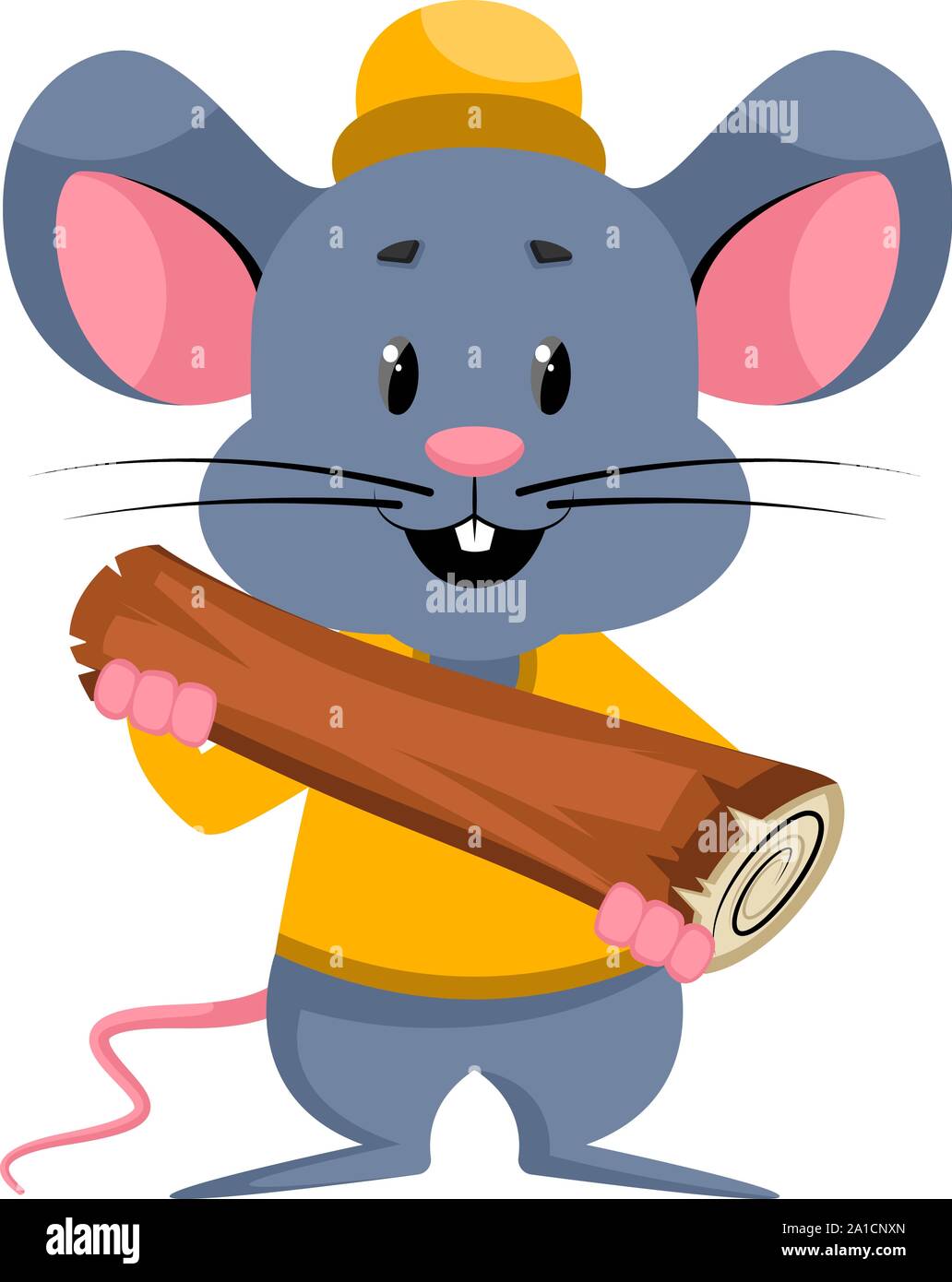Mouse with wood, illustration, vector on white background Stock Vector ...