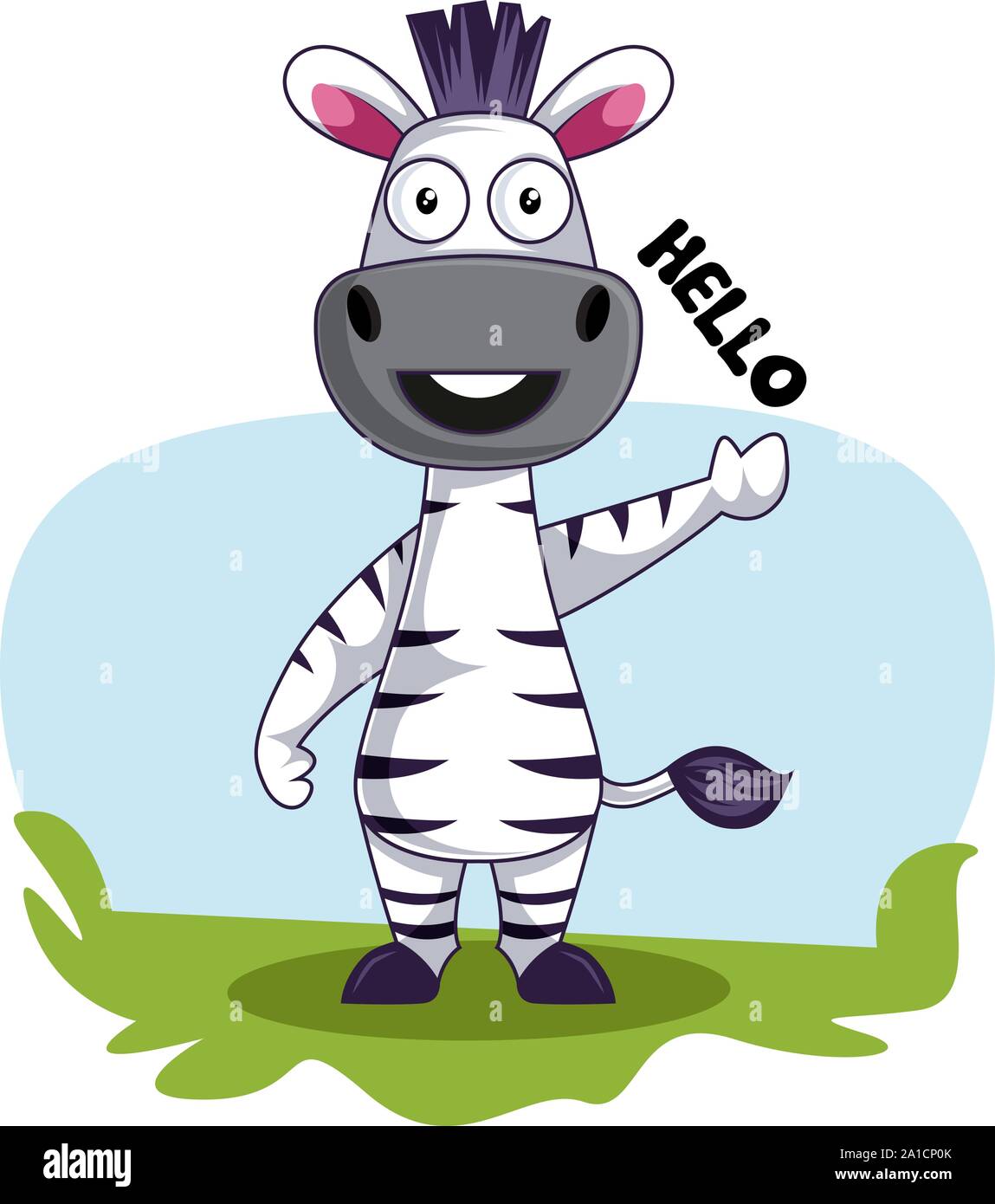 Zebra saying hello, illustration, vector on white background Stock ...