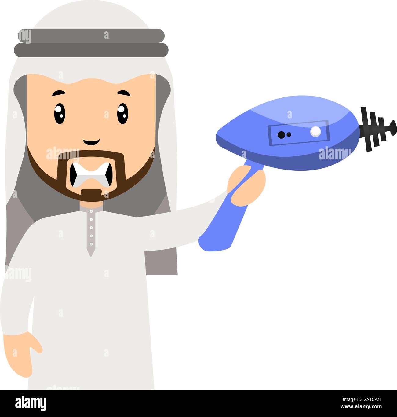 Arab men with laser gun, illustration, vector on white background Stock ...
