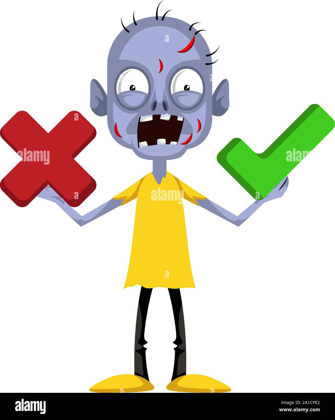 Zombie with yes and no, illustration, vector on white background Stock ...