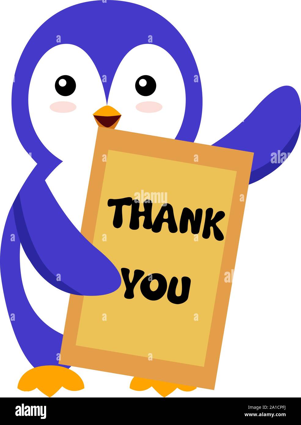 Penguin with thank you sign, illustration, vector on white background ...