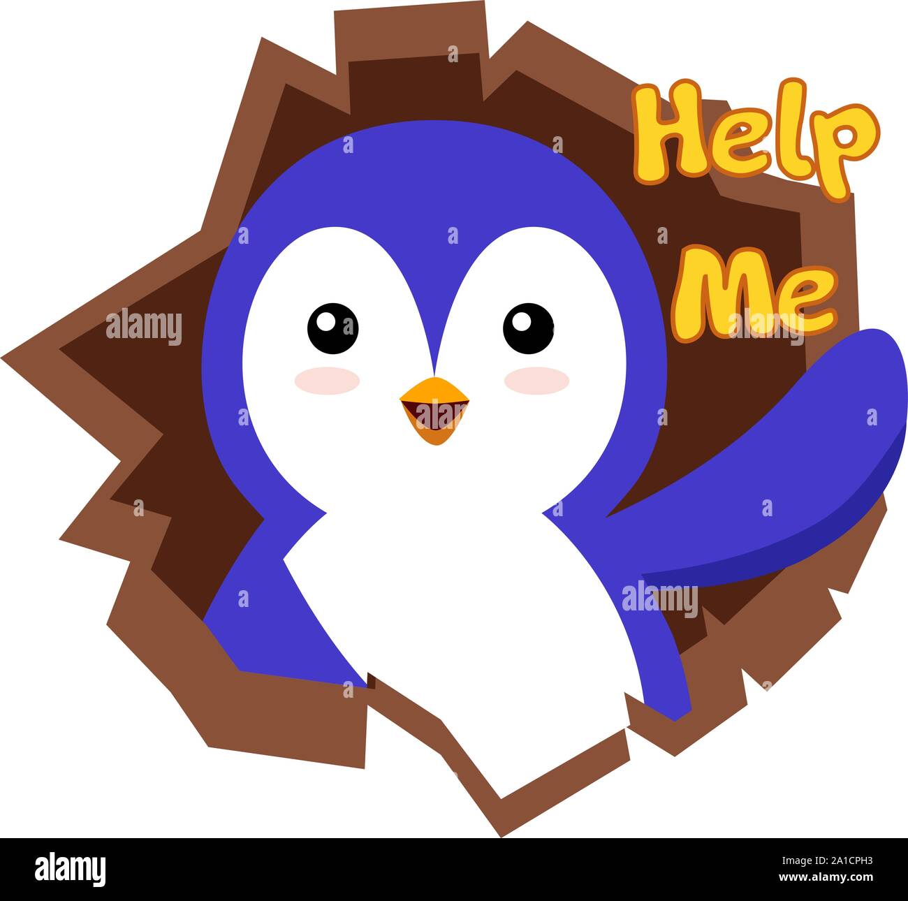 Penguin needs help, illustration, vector on white background Stock ...