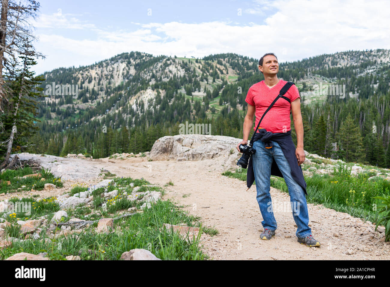 Albion Basin, Utah summer with rocky trail view in Wasatch mountains ...