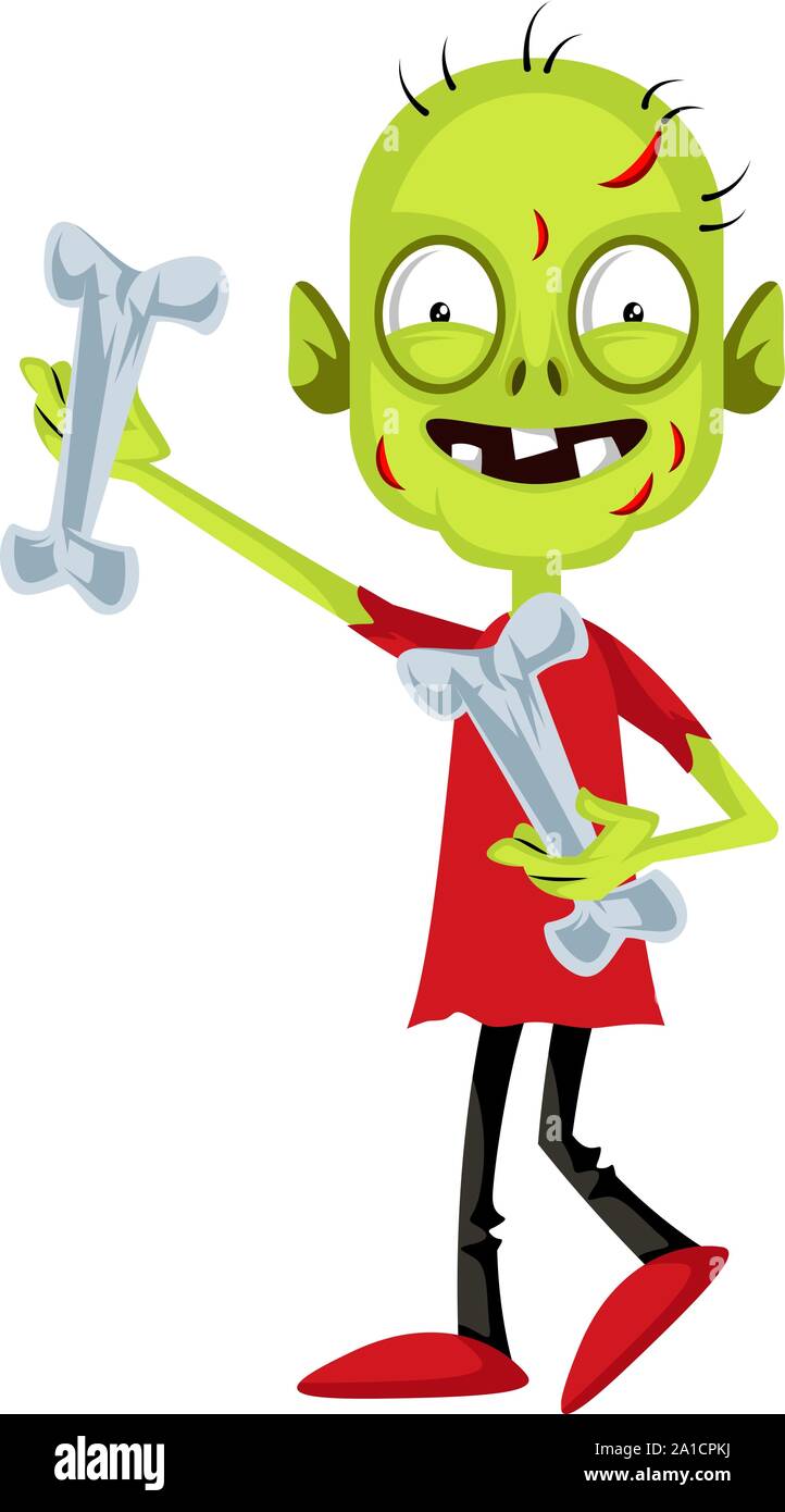 Zombie with bones, illustration, vector on white background Stock ...
