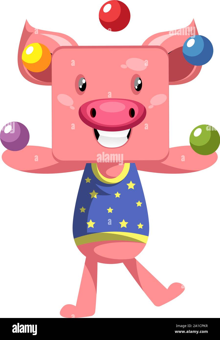 Pig juggling, illustration, vector on white background Stock Vector ...