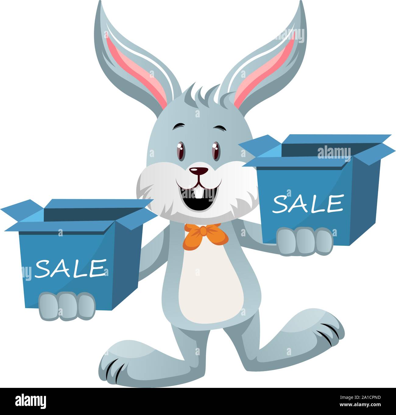 Bunny with sale box, illustration, vector on white background Stock ...