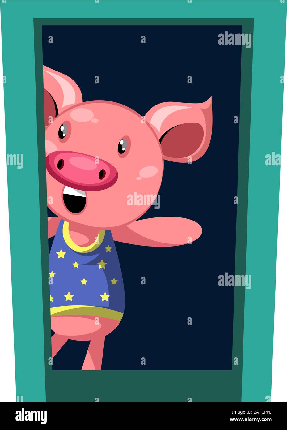 Pig waving, illustration, vector on white background Stock Vector Image ...