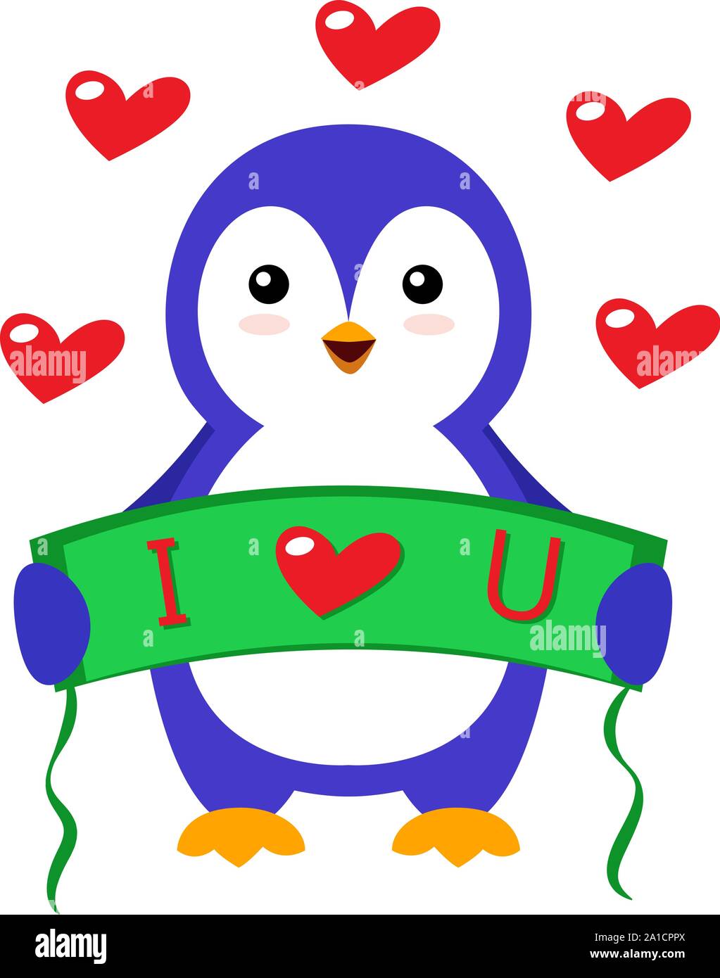 Penguin in love, illustration, vector on white background Stock Vector ...