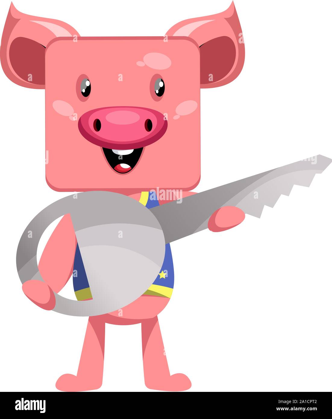 Pig with big key, illustration, vector on white background Stock Vector ...