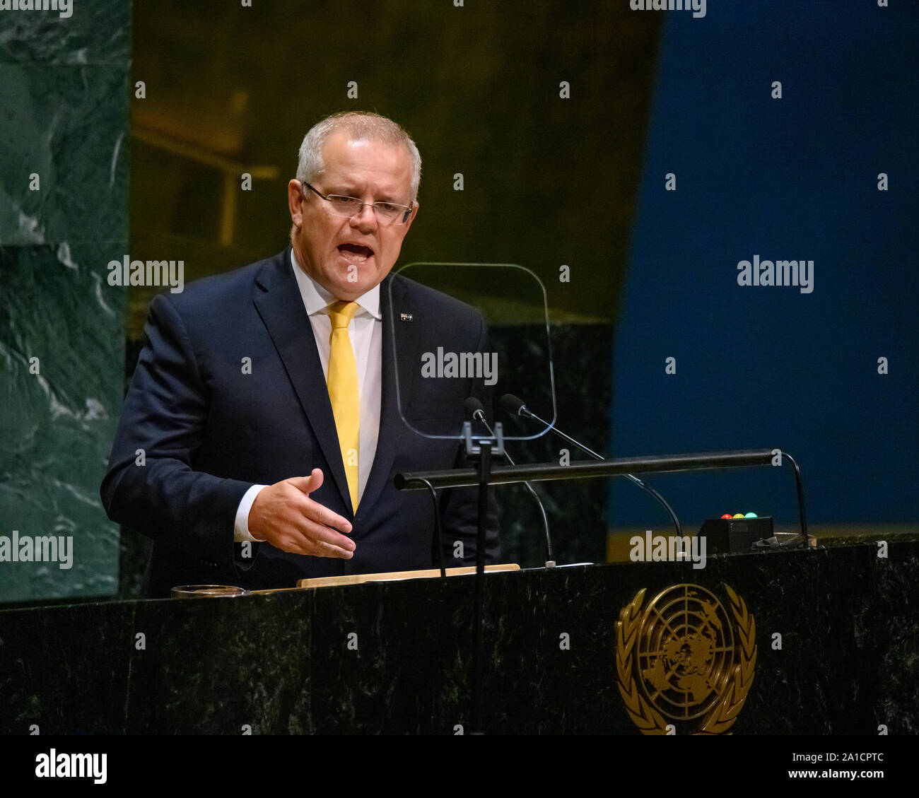 New York, USA. 25th Sep, 2019. Australian Prime Minister Scott Morrison ...